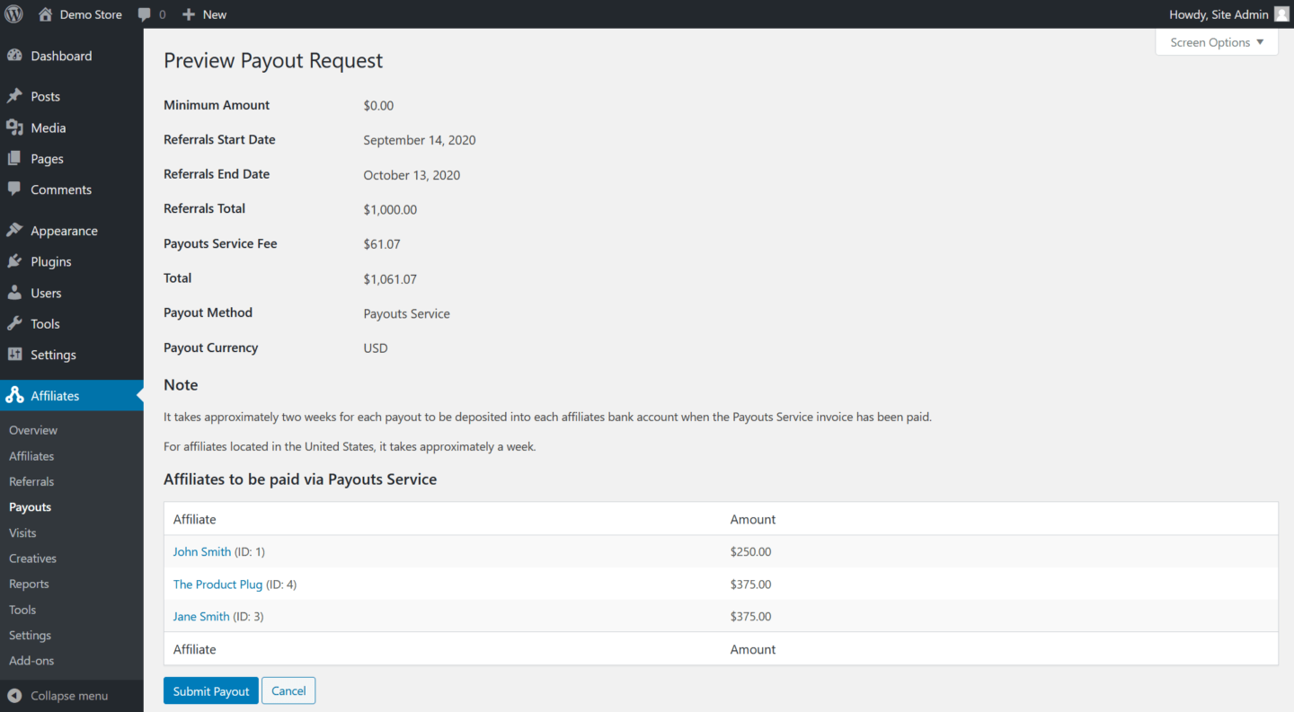Payouts Service documentation - Payouts Service