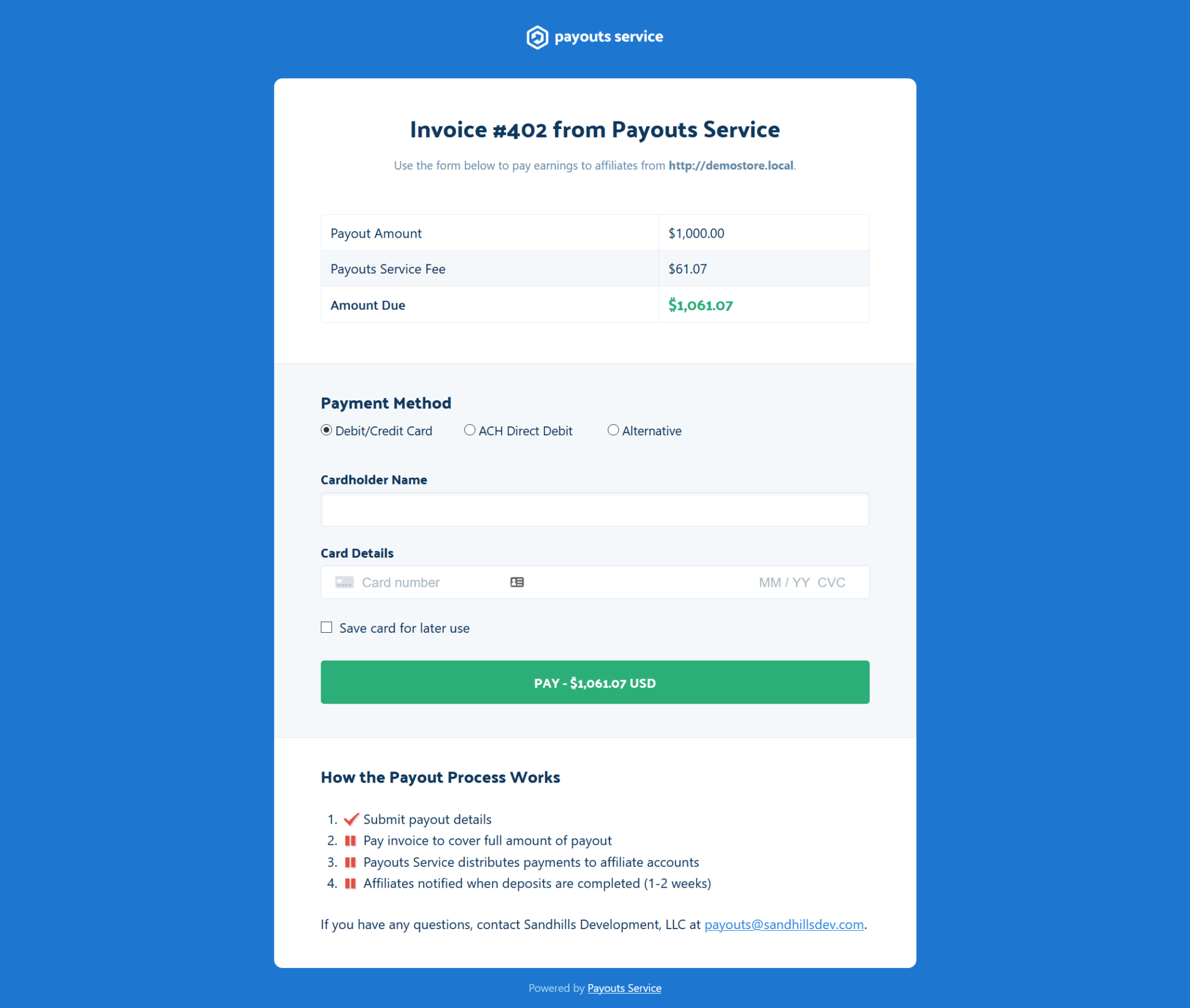 Paying your affiliates - Get started - Payouts Service